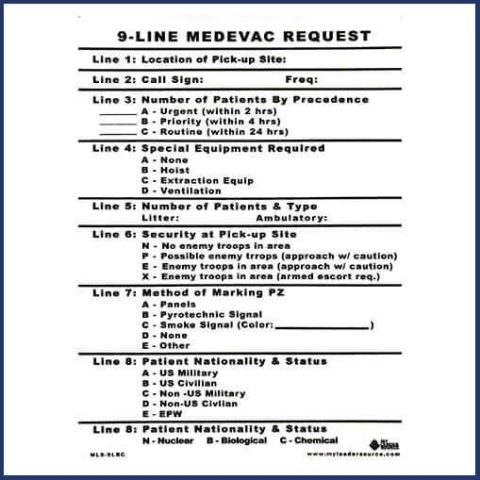 What is a 9-line MEDEVAC and easy procedures to call it